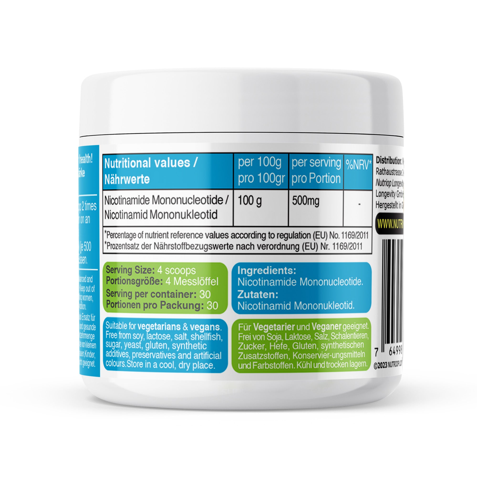 Nutriop Longevity® PURE-NMN Nicotinamide Mononucleotide Extreme Potency ...